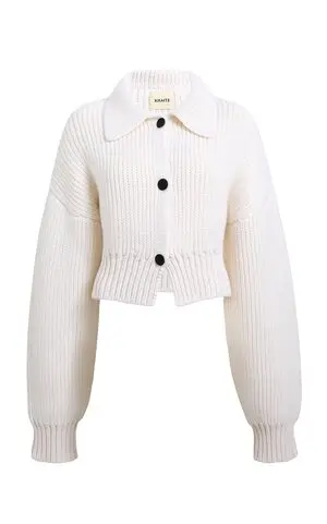 Khaite Pome Ribbed Cashmere Cardigan - White
