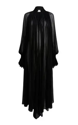 Khaite Edgar Pleated Silk-chiffon Maxi Dress - Black