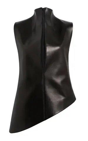 KHAITE Von Asymmetric Leather Top