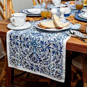 JULISKA Indigo Iberian Table Runner, 18 X 90