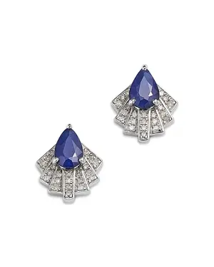 Bloomingdale'S Sapphire And Diamond Stud Earrings - Blue/white