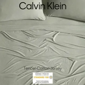 Calvin Klein Modern Melange Jersey Sheet Set, Twin - Lichen Green