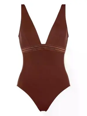 ERES Sillage Plunge-neck Swimsuit - Brown