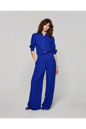 Serena Bute Relaxed Wide Leg Trousers - Blue