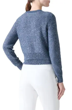 Akris Sequin Knit Linen Blend Cardigan