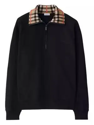 Burberry Check-collar Cotton Sweatshirt