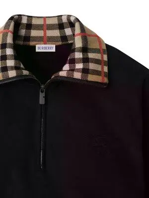Burberry Check-collar Cotton Sweatshirt