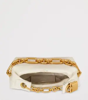 Balmain Mini Leather Sync Shoulder Bag - Beige