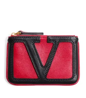 Valentino Garavani Leather Viva Superstar Keyring Case - Red