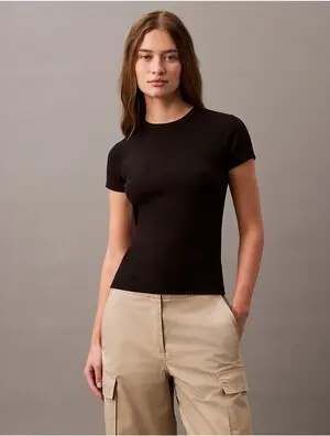 Calvin Klein Cotton Contour Rib T-shirt - Black