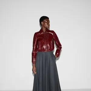 Gucci Gg Embossed Leather Bomber Jacket