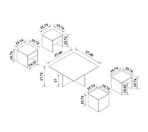 MANHATTAN COMFORT Haley Coffee Table And Ottoma N Set