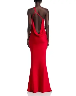 Norma Kamali One Shoulder Open Back Gown