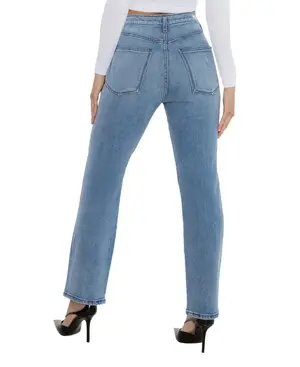 RUDES DENIM High-rise Tracy Straight Jean - Bayside