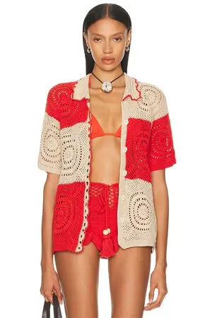 Éliou Kaleo Crochet Button Down Top
