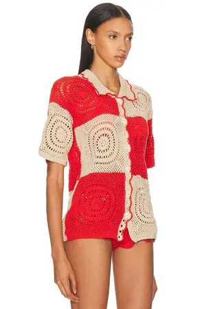 Éliou Kaleo Crochet Button Down Top