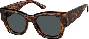 Zenni Sunglasses With Rectangle Full Rim Frame Tortoiseshell