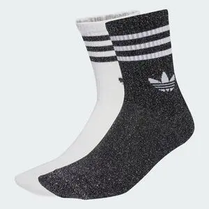 Adidas 3-stripes Glitter Crew Socks 2 Pairs - Black / White