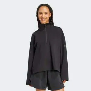 Adidas Soft Lux Quarter-zip Sweatshirt - Black