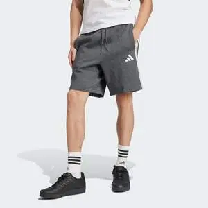 Adidas Essentials 3-stripes Fleece Shorts - Medium Grey Heather / Black