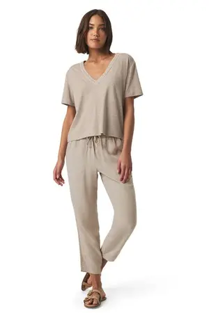 Splendid Angie Straight Leg Linen Blend Drawstring Pants