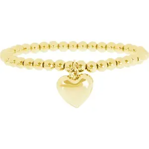 MARLYN SCHIFF Large Heart Charm Beaded Bracelet Gold