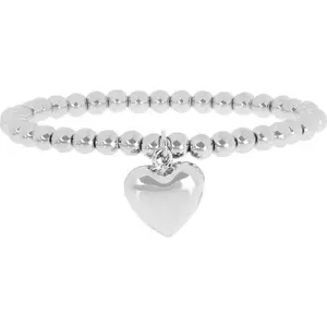 MARLYN SCHIFF Large Heart Charm Beaded Bracelet - Silver