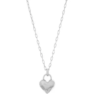 MARLYN SCHIFF Link Chain Heart Pendant Necklace - Silver