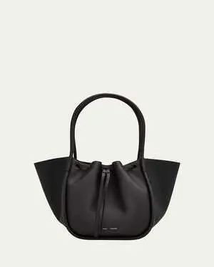 Proenza Schouler Large Ruched Pebbled Calfskin Tote Bag - Black