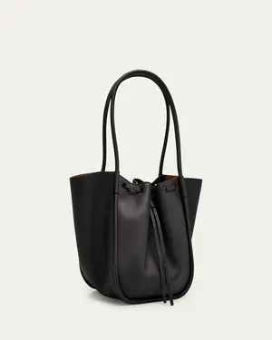 Proenza Schouler Large Ruched Pebbled Calfskin Tote Bag - Black