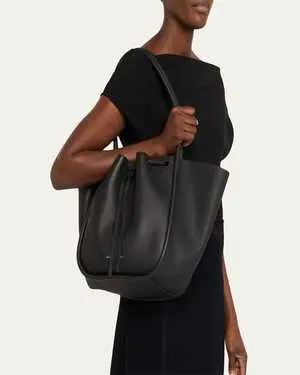 Proenza Schouler Large Ruched Pebbled Calfskin Tote Bag - Black