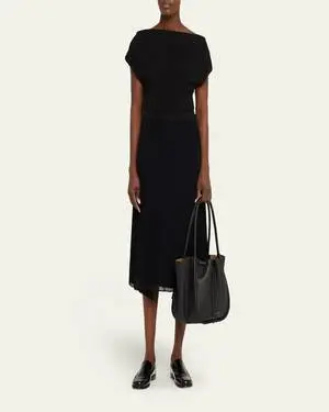 Proenza Schouler Large Ruched Pebbled Calfskin Tote Bag - Black
