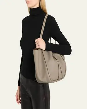 Proenza Schouler Large Ruched Pebbled Calfskin Tote Bag - Black