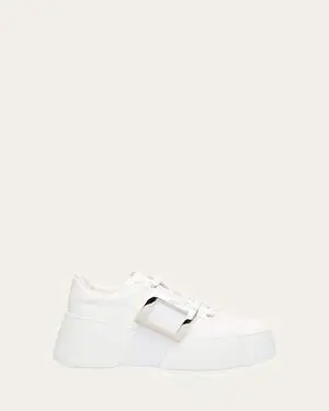 ROGER VIVIER Viv' Skate Leather Sneakers - White