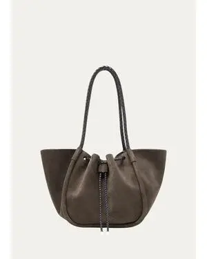 Proenza Schouler Large Ruched Suede Tote Bag - Graphite