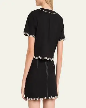 Ramy Brook Sandra Scallop-trim Top