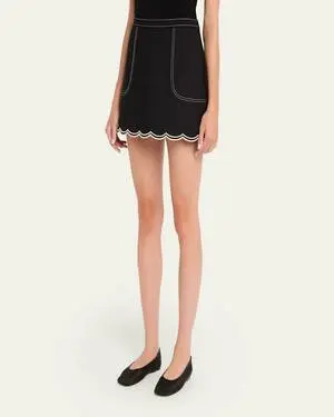Ramy Brook Scalloped Hem Mini Skirt