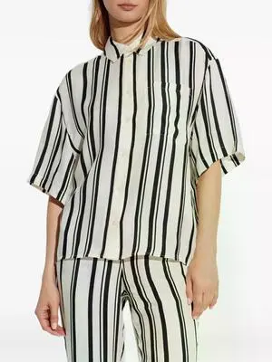 ANINE BING Striped Short-sleeve Shirt - Neutrals
