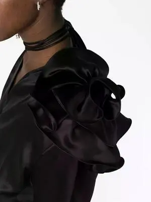 Magda Butrym Detachable Floral-appliqué Silk Blouse - Black