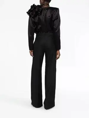 Magda Butrym Detachable Floral-appliqué Silk Blouse - Black
