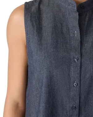 Eileen Fisher Mandarin Collar Sleeveless Shirt
