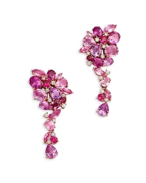 Bloomingdale'S Sapphire And Diamond Drop Earrings - Pink
