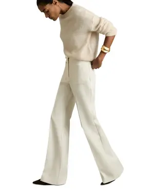 REISS Priya Flared Pants - Cream