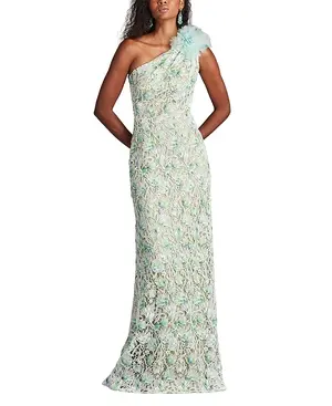 Tadashi Shoji Kahli 3d Floral Embroidered Gown - Green
