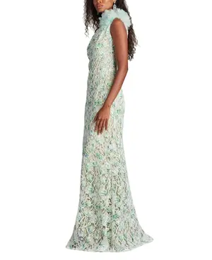 Tadashi Shoji Kahli 3d Floral Embroidered Gown - Green