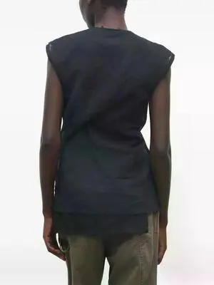 THE ROW Draped Cap Sleeve Top - Black