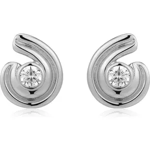 LUV AJ Wave Bezel Cubic Zirconia Twisted Stud Earrings - Silver