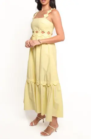 PETAL & PUP Cotton Dixie Scalloped Cutout Maxi Dress