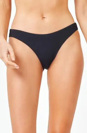 L*Space Rocky Ribbed Full Bikini Bottoms Black