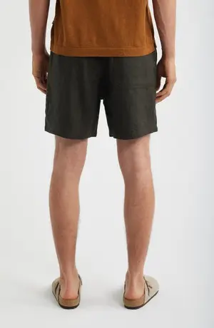 Nn07 1454 Gregor Linen Drawstring Shorts - Dark Army